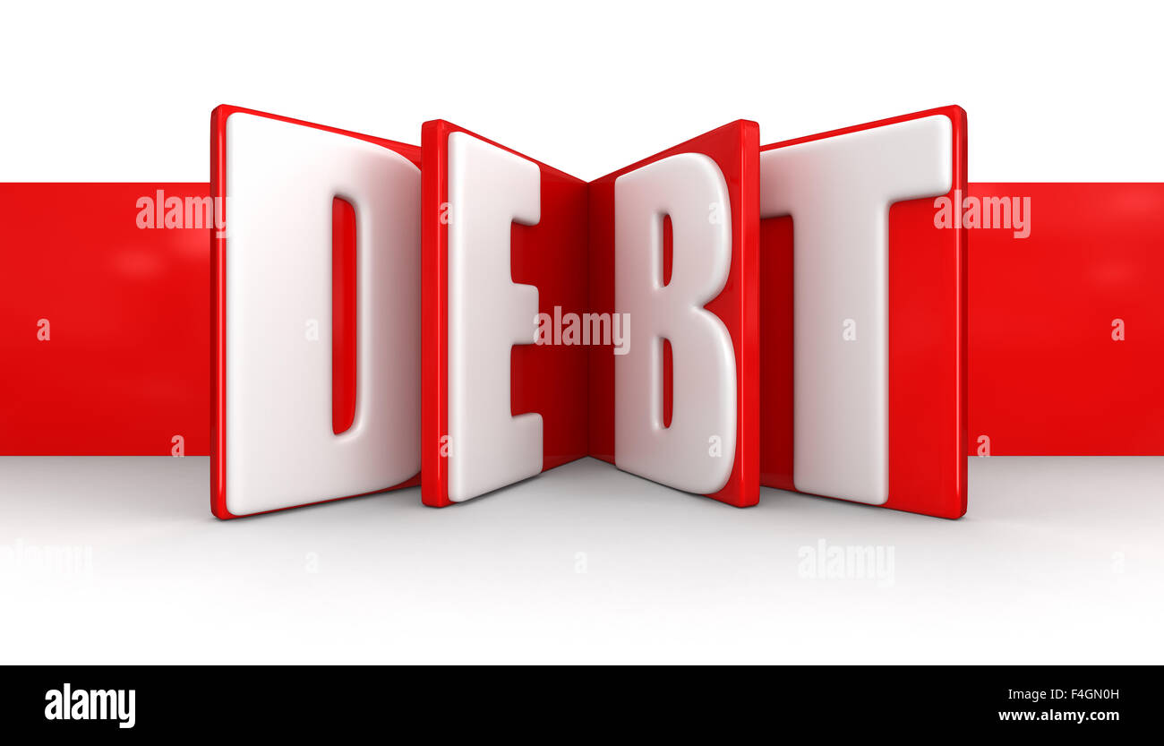 Label with debt. Image with clipping path Stock Photo - Alamy