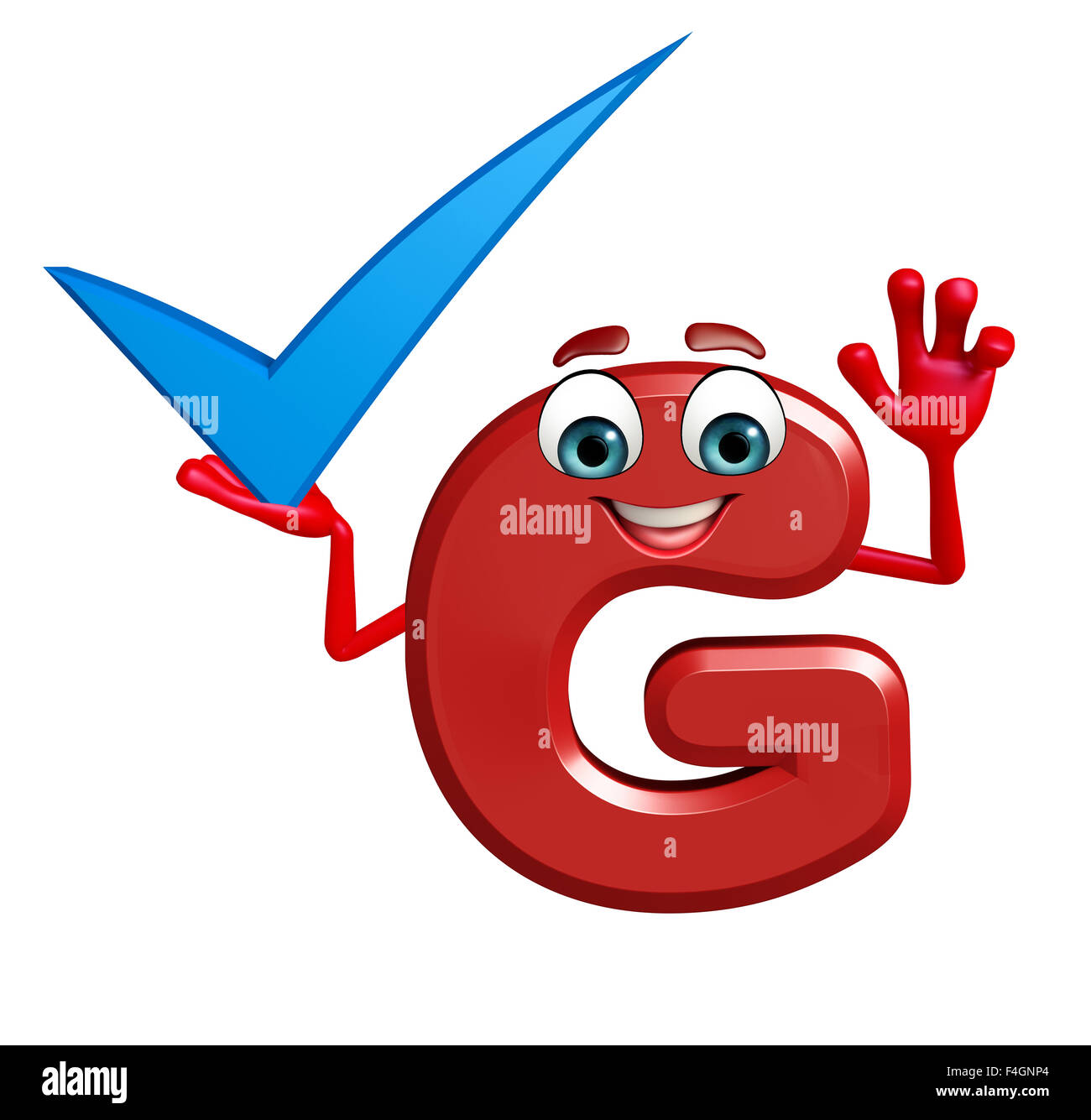 3d rendered illustration of alphabet G Cartoon Character with right ...