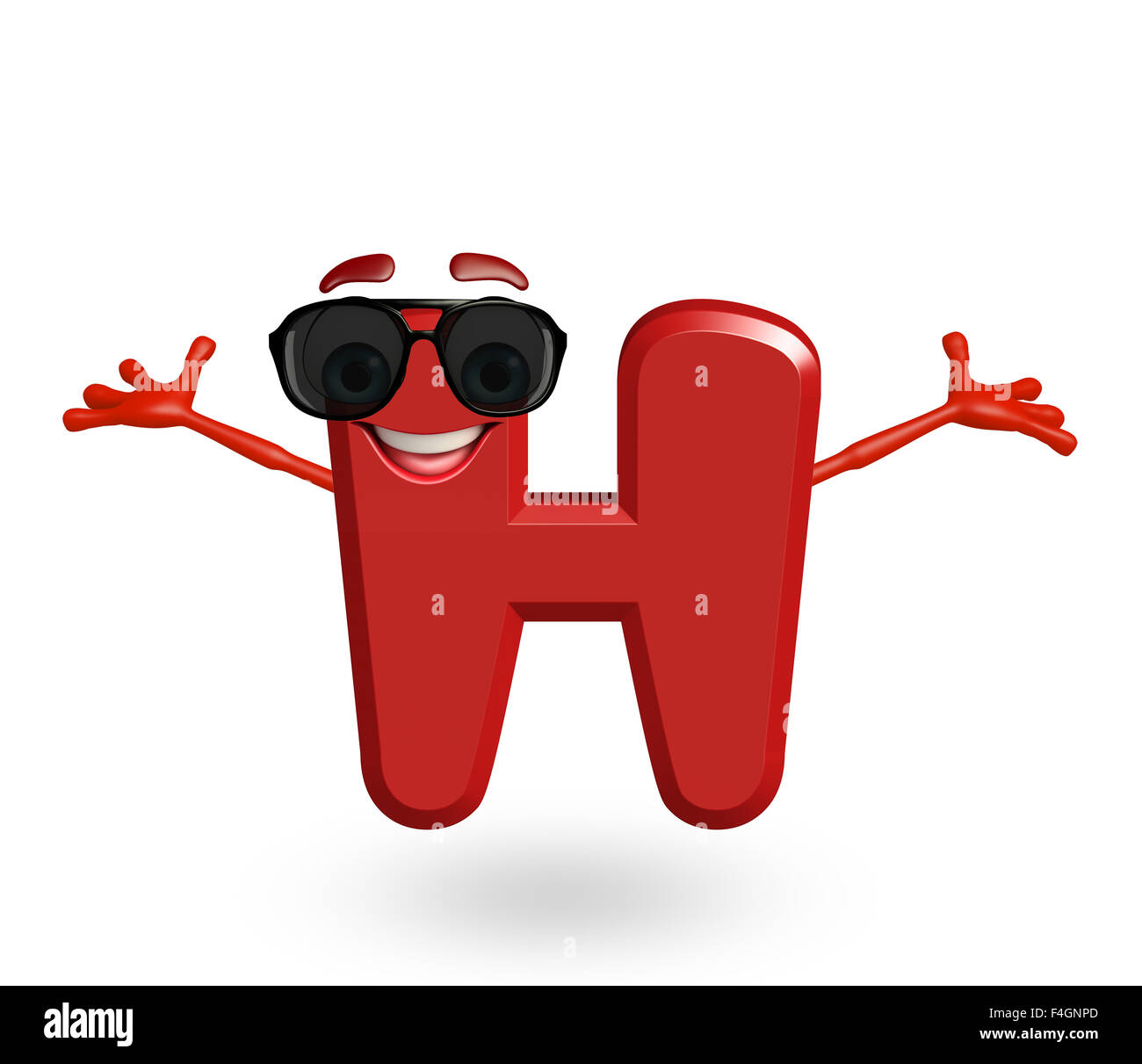 3d rendered illustration of alphabet H Cartoon Character with goggles ...