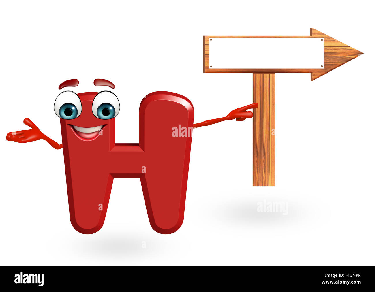 3d rendered illustration of alphabet H Cartoon Character with arrow ...