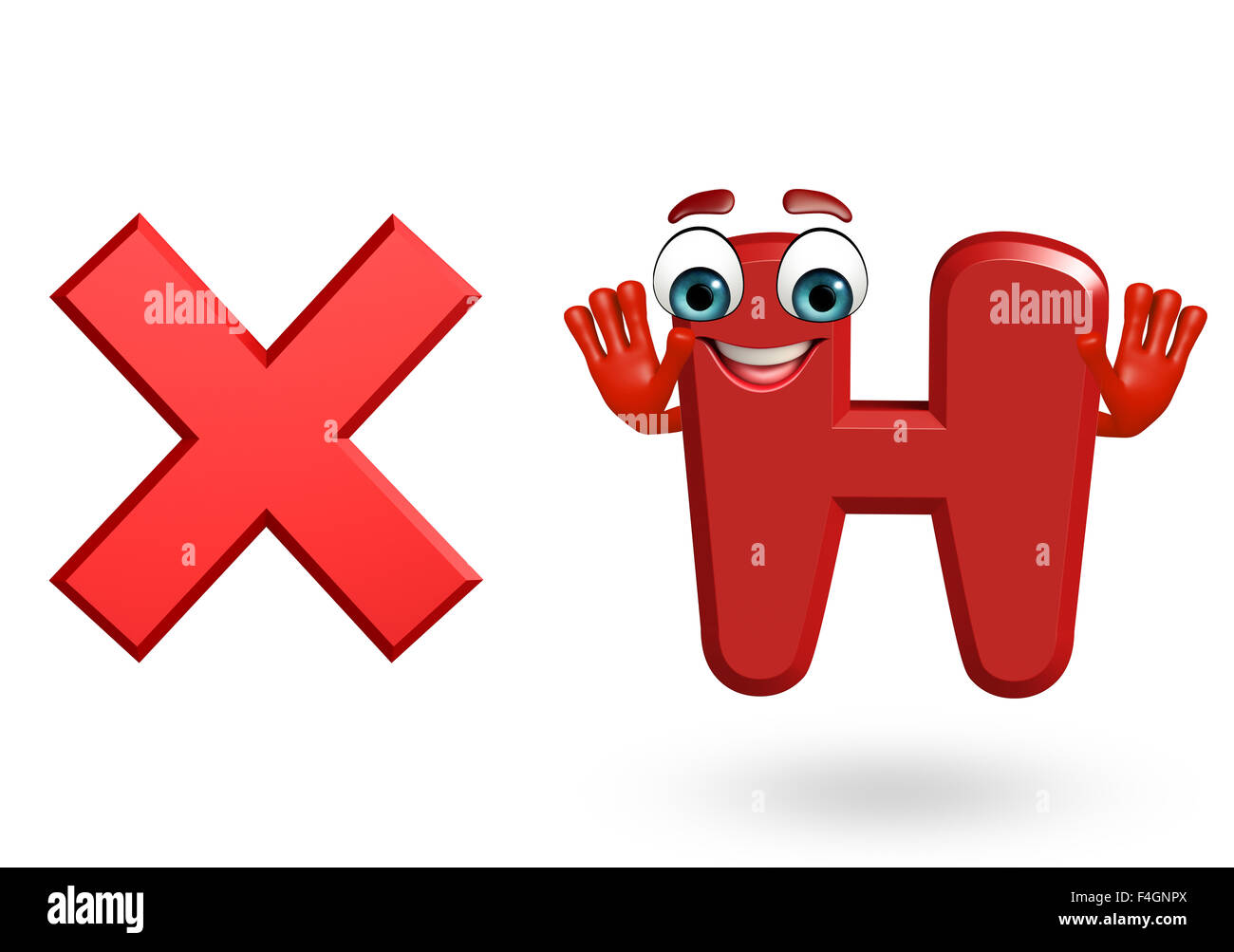 3d rendered illustration of alphabet H Cartoon Character with cross ...
