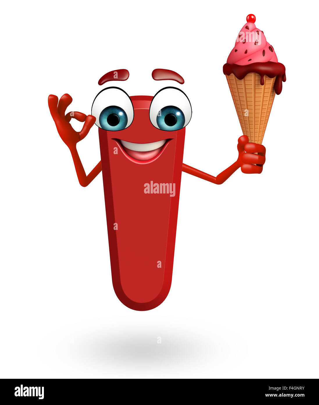 3d rendered illustration of alphabet I Cartoon Character with icecream ...
