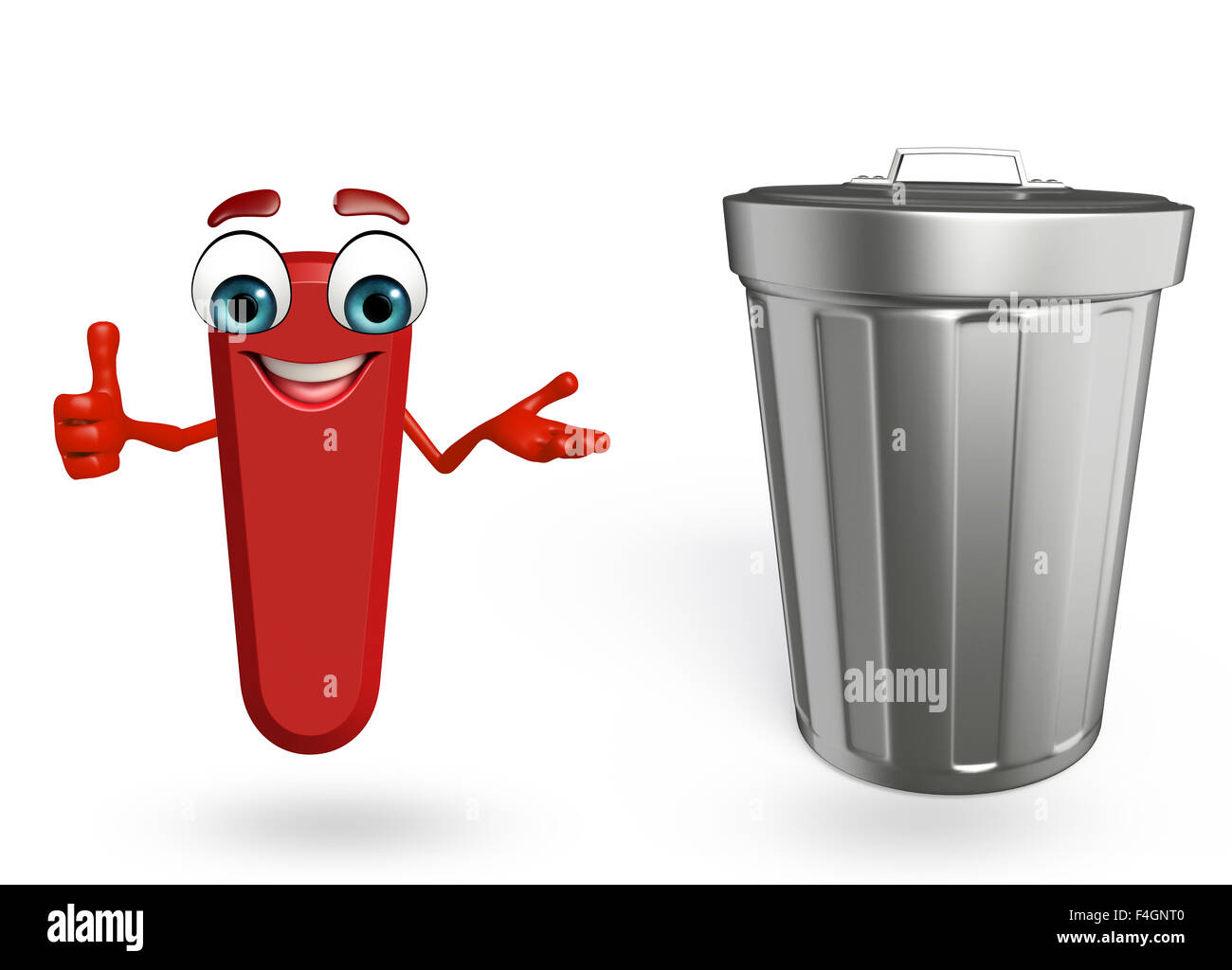 3d rendered illustration of alphabet I Cartoon Character with dustbin ...