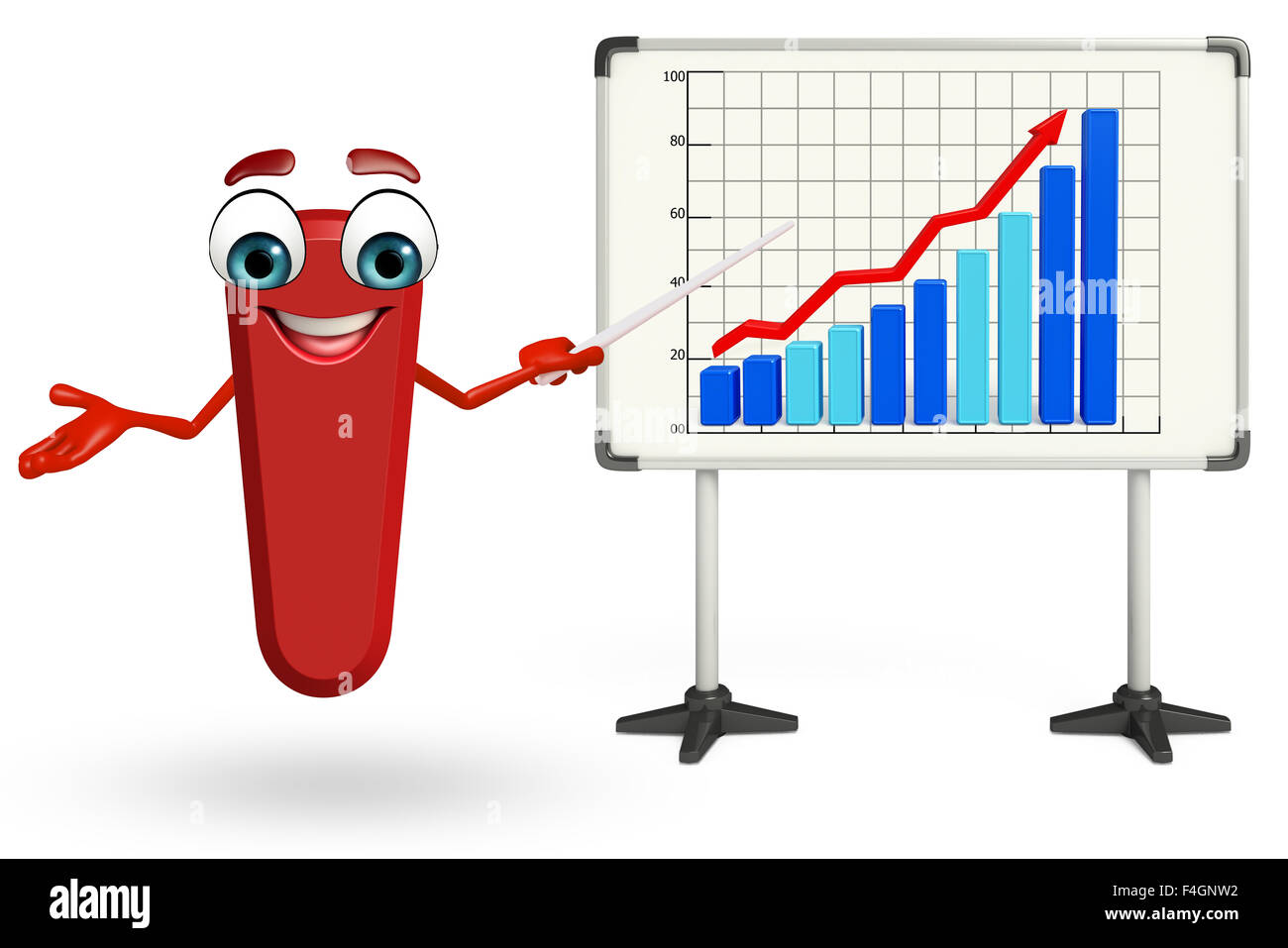 3d rendered illustration of cartoon character of I with business graph ...