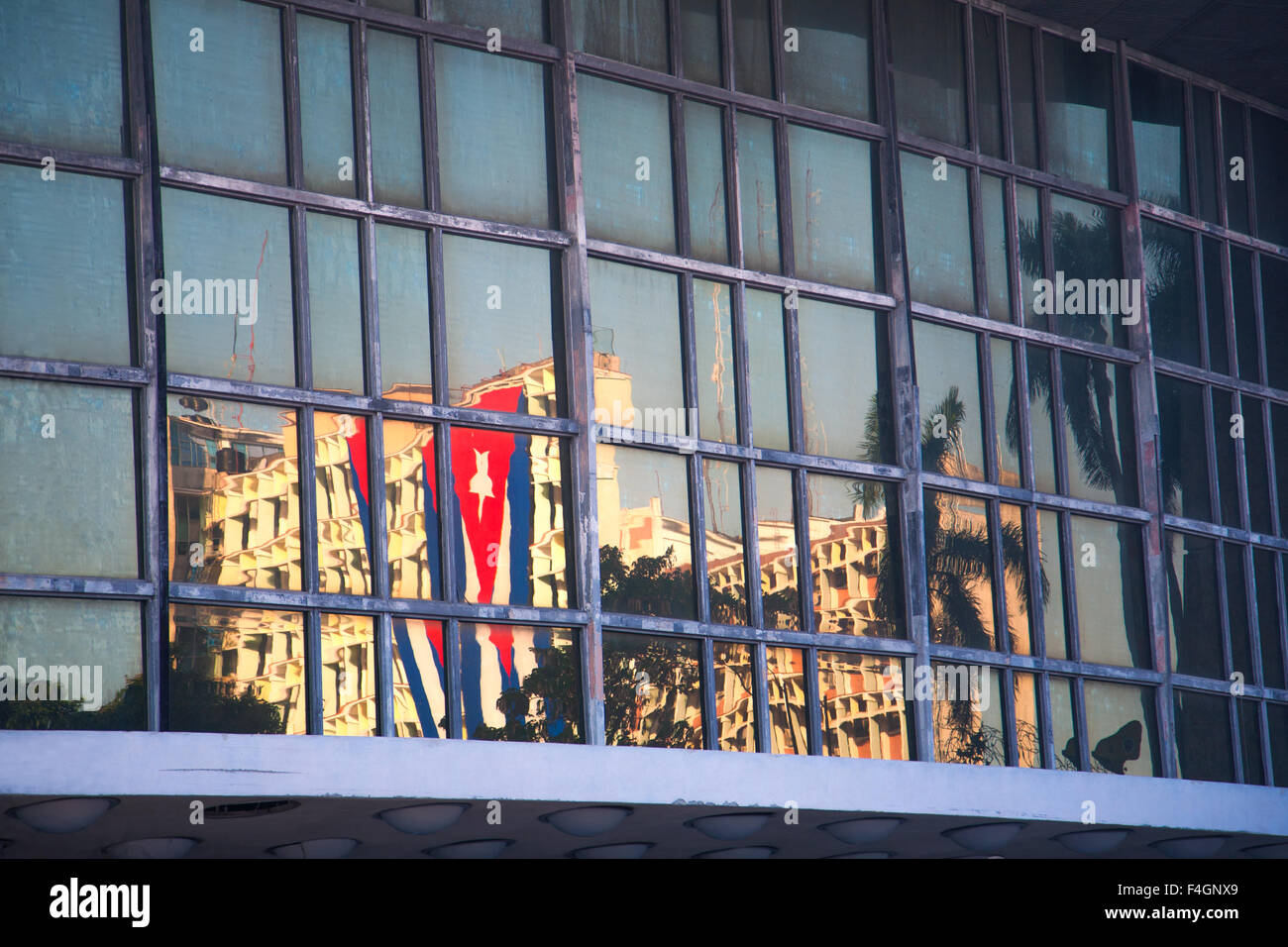 Abstract architecture background in Havana with cuban flag reflection ...