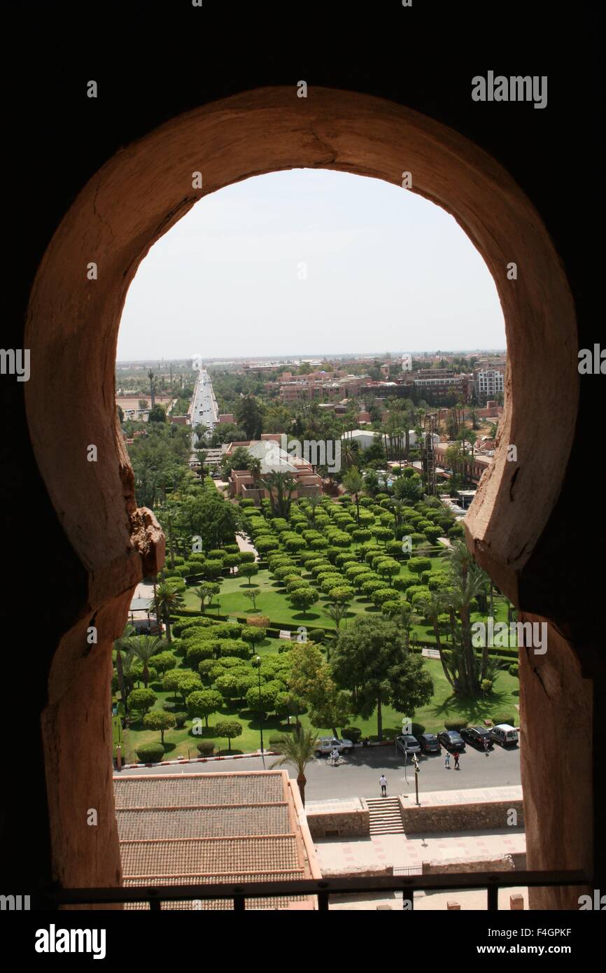 City view of Marrakech, Morocco, Aerial view of Marrakesh skyline from ...