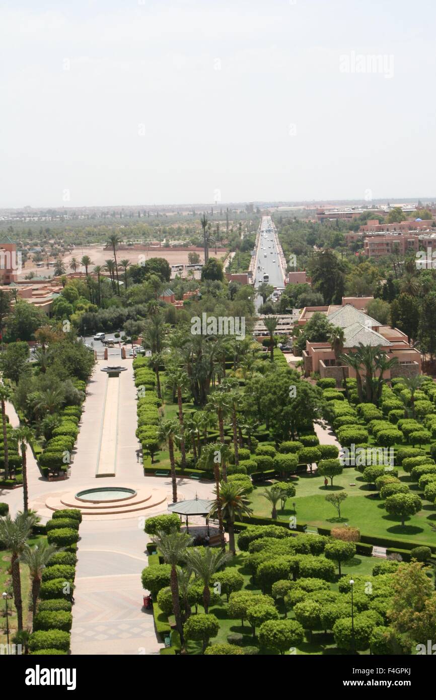 City view of Marrakech, Morocco, Aerial view of Marrakesh skyline from ...