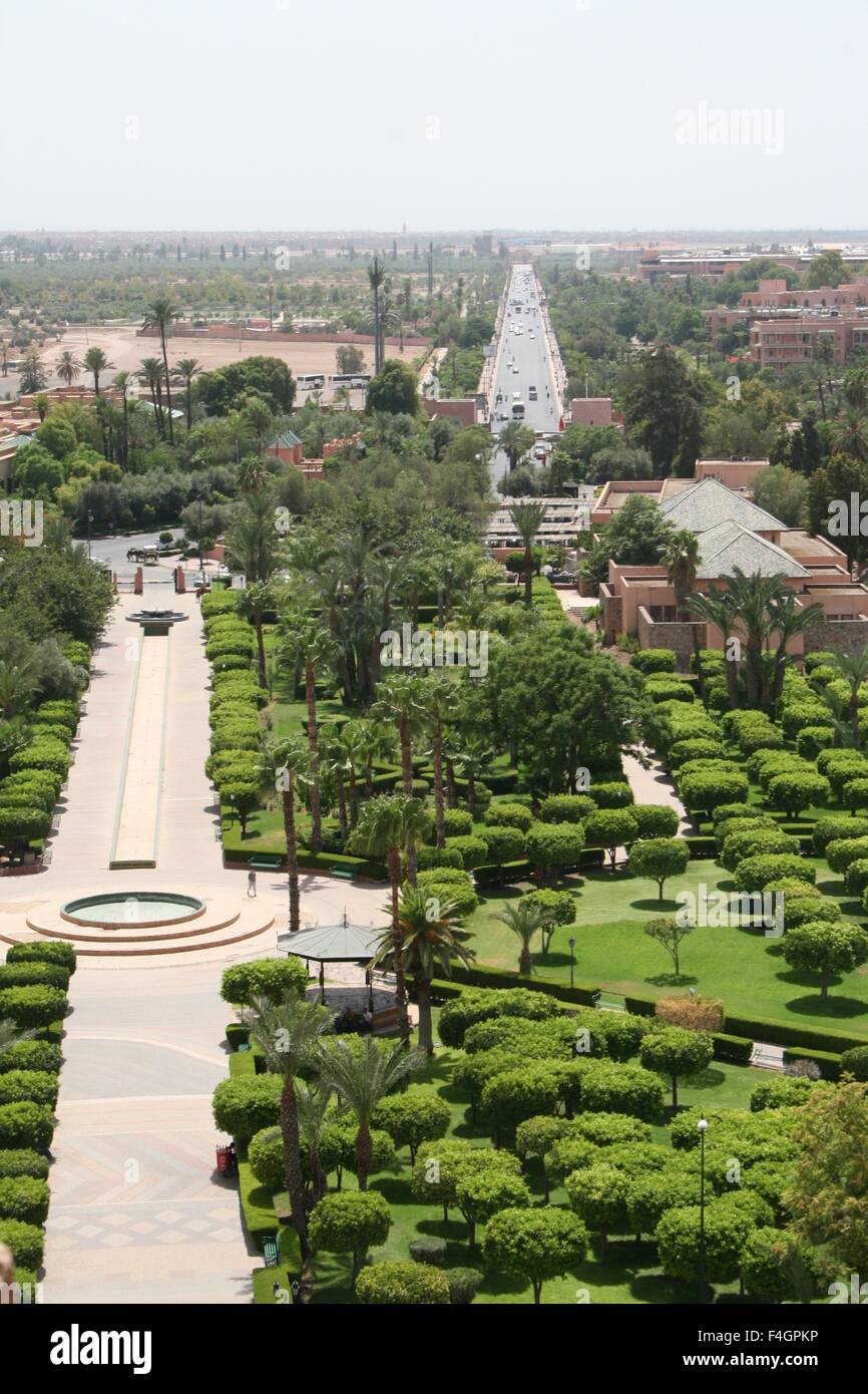 City view of Marrakech, Morocco, Aerial view of Marrakesh skyline from ...