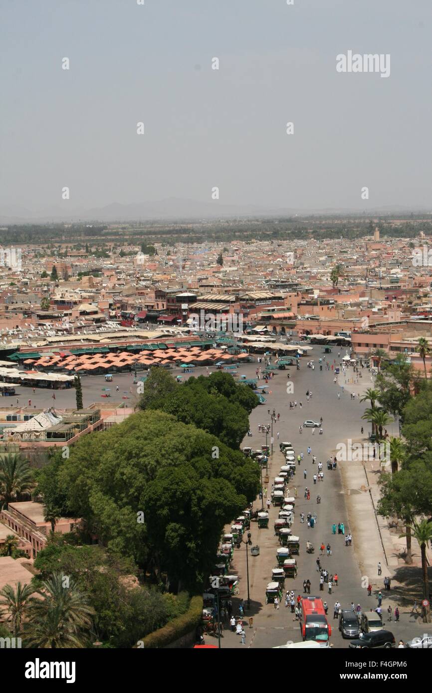 City view of Marrakech, Morocco, Aerial view of Marrakesh skyline Stock ...