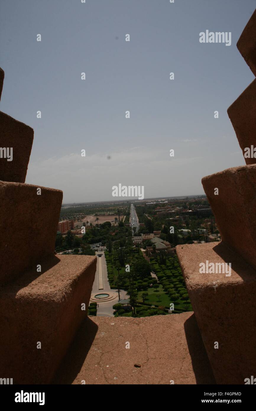 City view of Marrakech, Morocco, Aerial view of Marrakesh skyline from ...