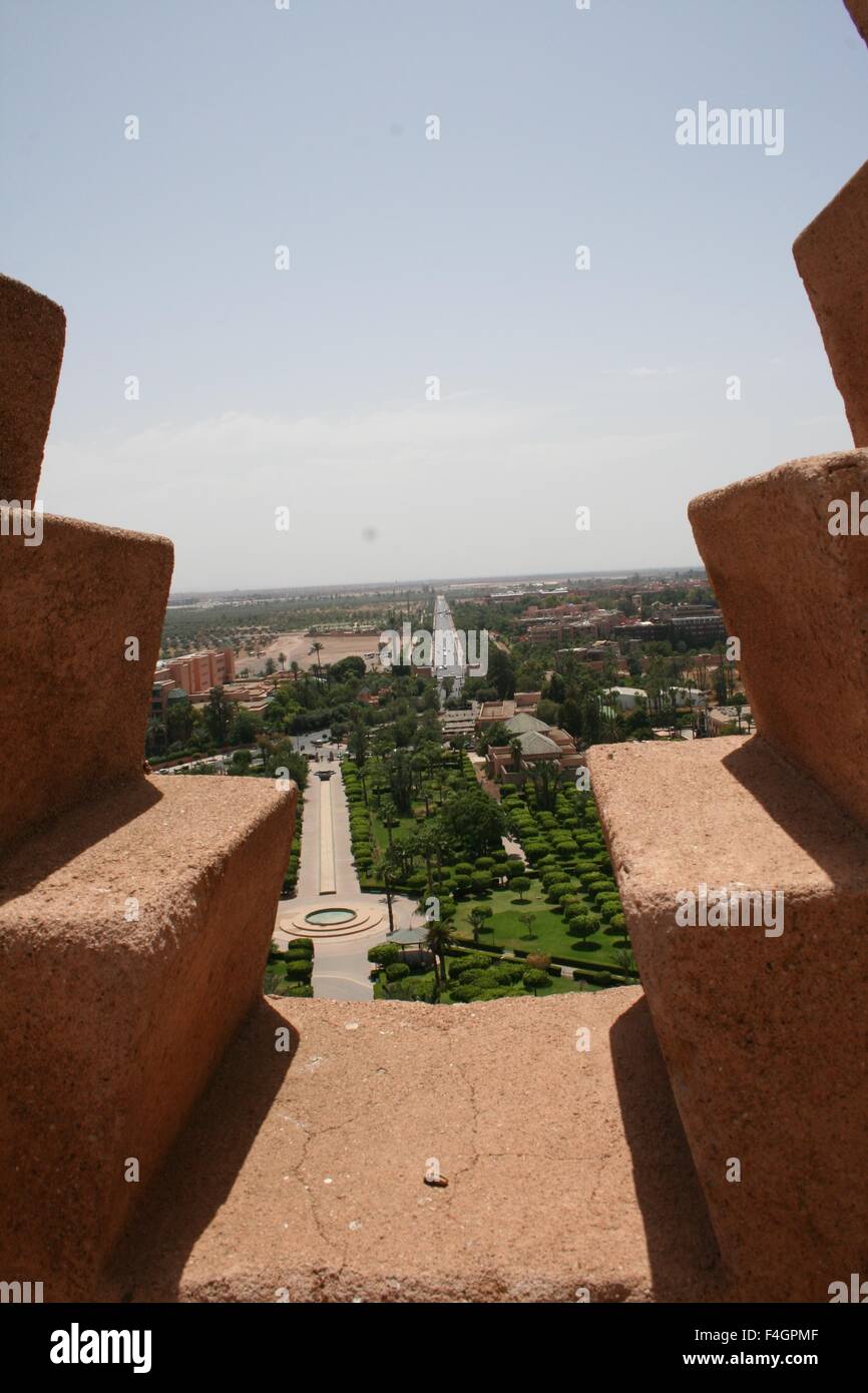 City view of Marrakech, Morocco, Aerial view of Marrakesh skyline from ...