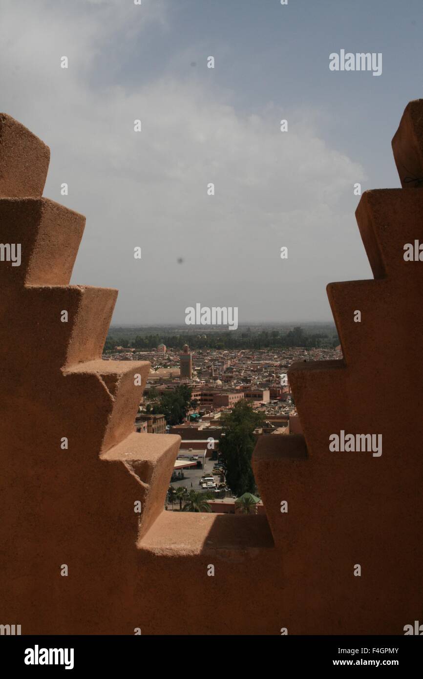 City view of Marrakech, Morocco, Aerial view of Marrakesh skyline from ...