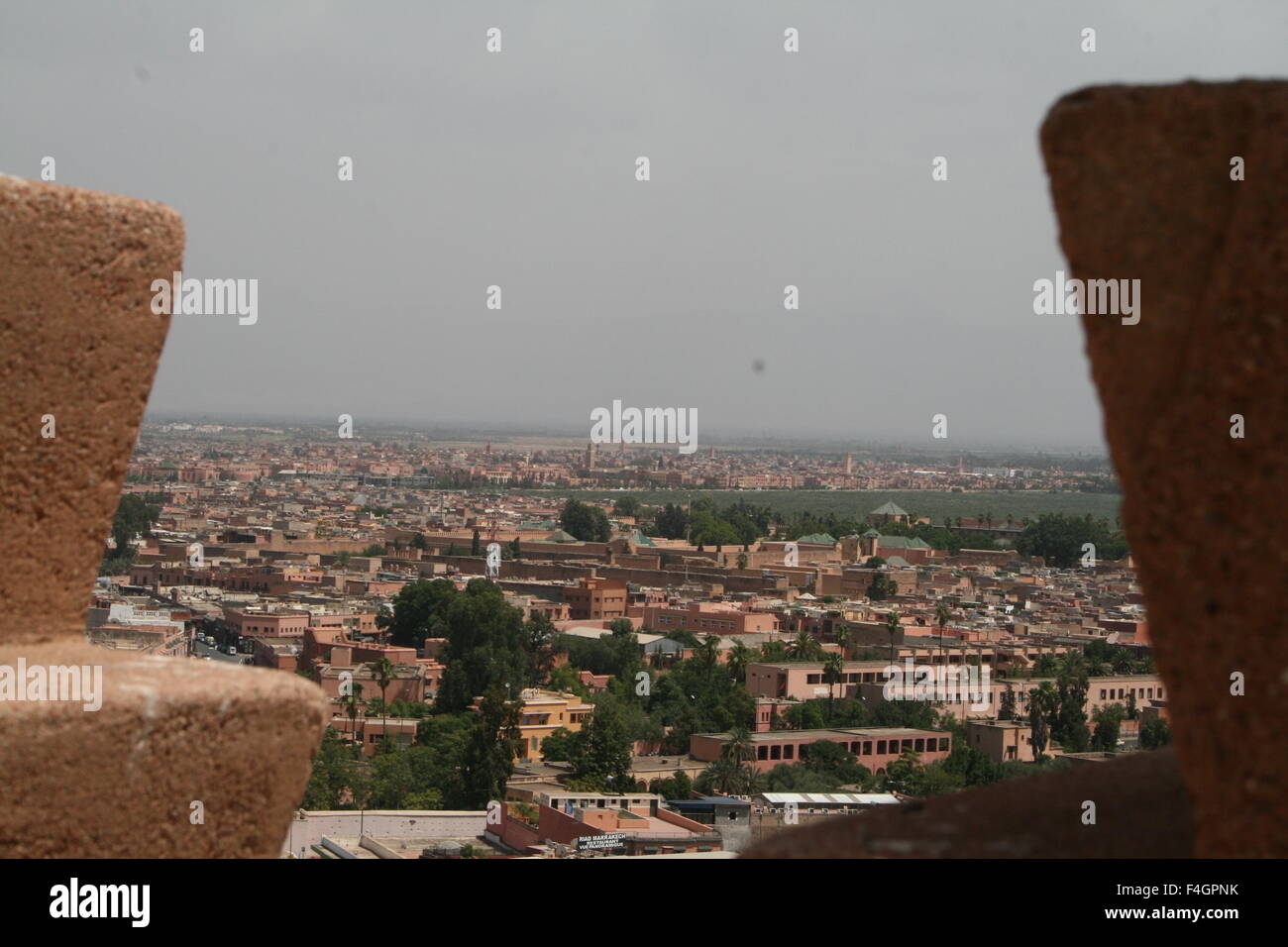 City view of Marrakech, Morocco, Aerial view of Marrakesh skyline from ...