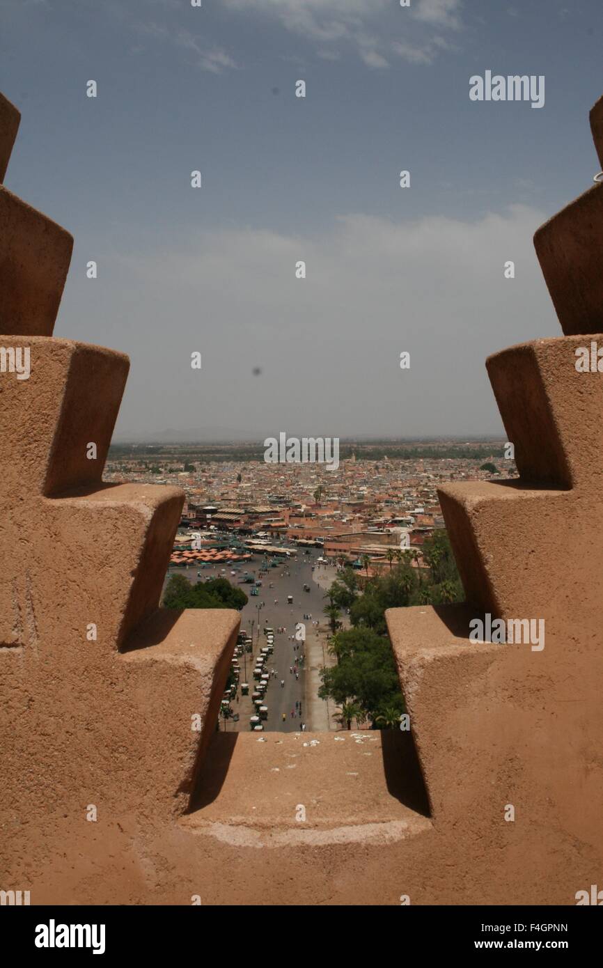 City view of Marrakech, Morocco, Aerial view of Marrakesh skyline from ...