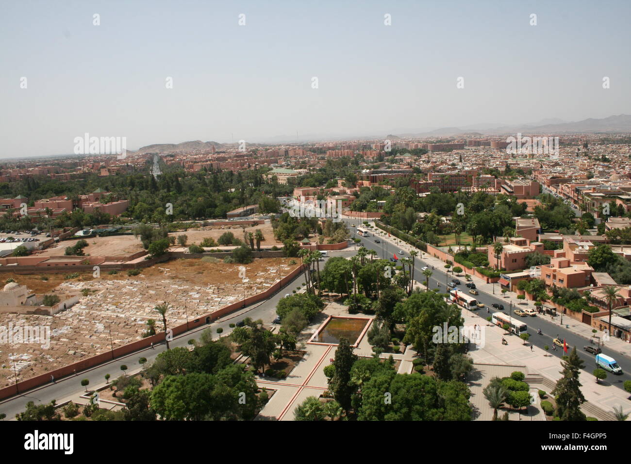 City view of Marrakech, Morocco, Aerial view of Marrakesh skyline from ...