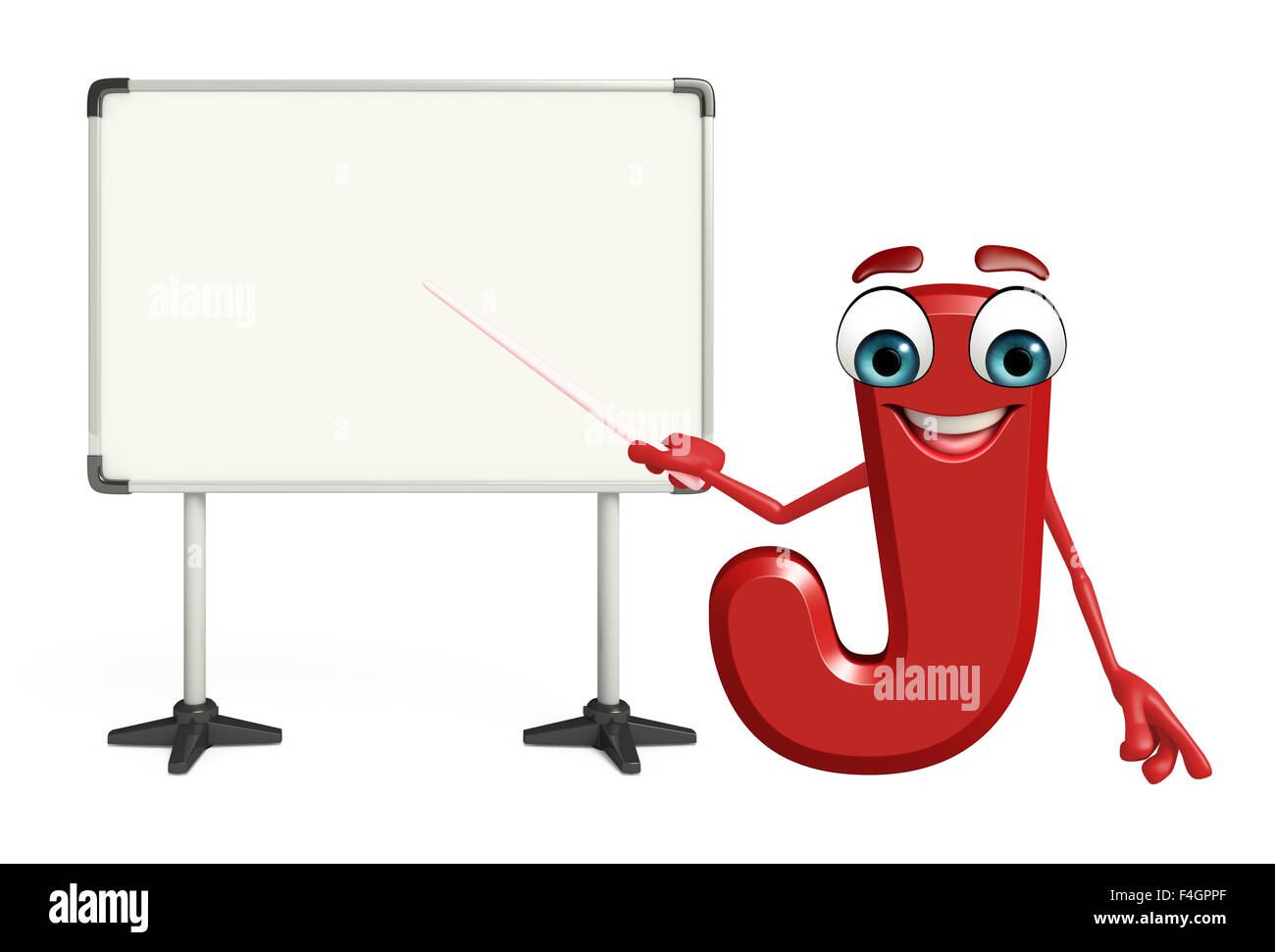 3d rendered illustration of alphabet J Cartoon Character with display ...