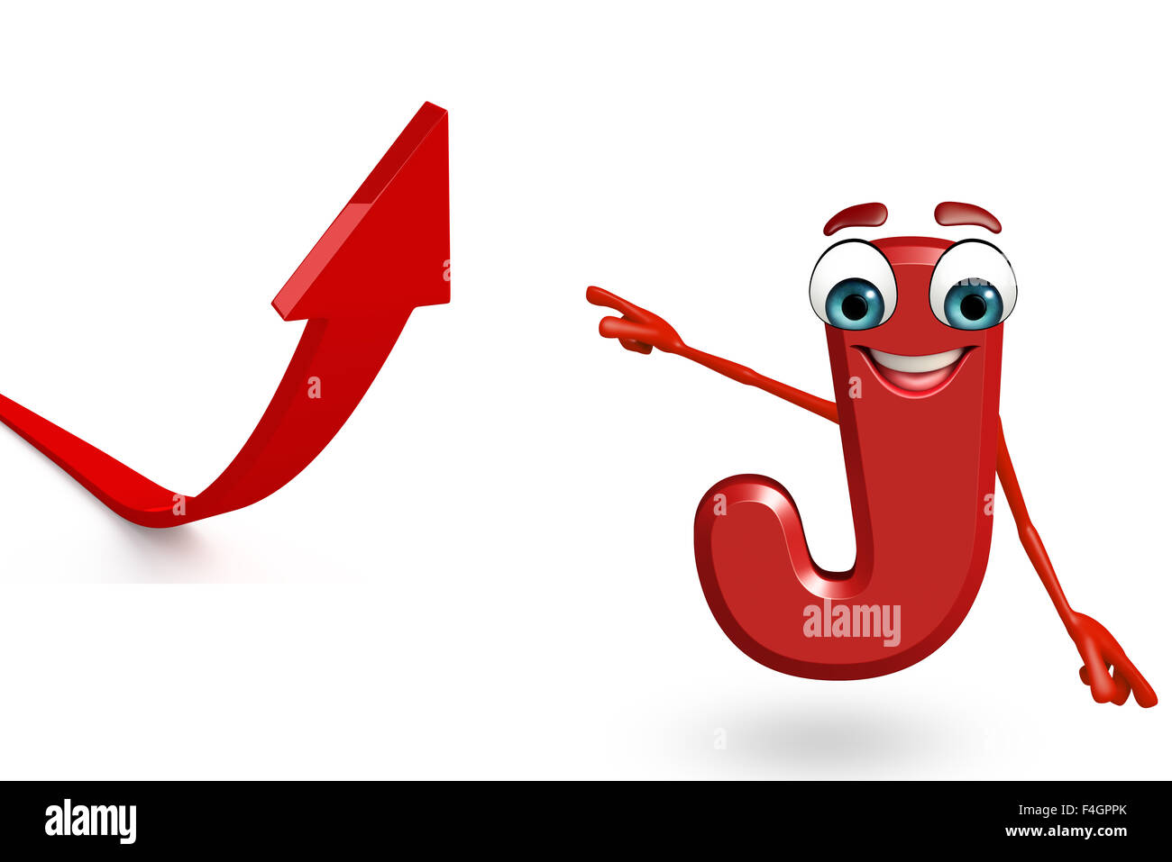 3d rendered illustration of alphabet J Cartoon Character with arrow ...