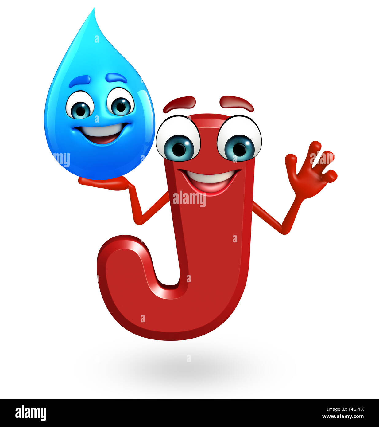 3d rendered illustration of alphabet J Cartoon Character with water ...