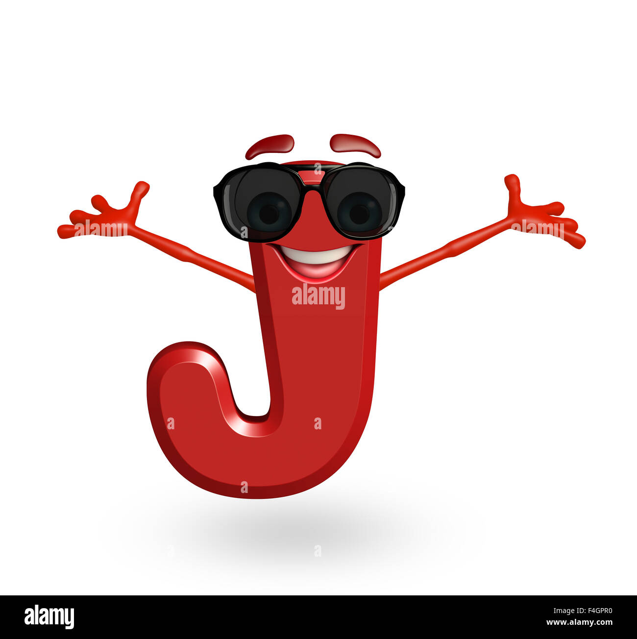 3d rendered illustration of alphabet J Cartoon Character with goggles ...