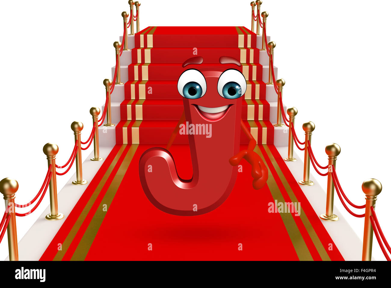 3d rendered illustration of alphabet J Cartoon Character on red carpet ...
