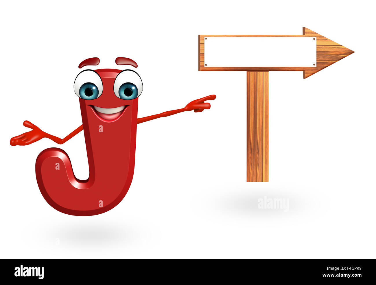 3d rendered illustration of alphabet J Cartoon Character with arrow ...