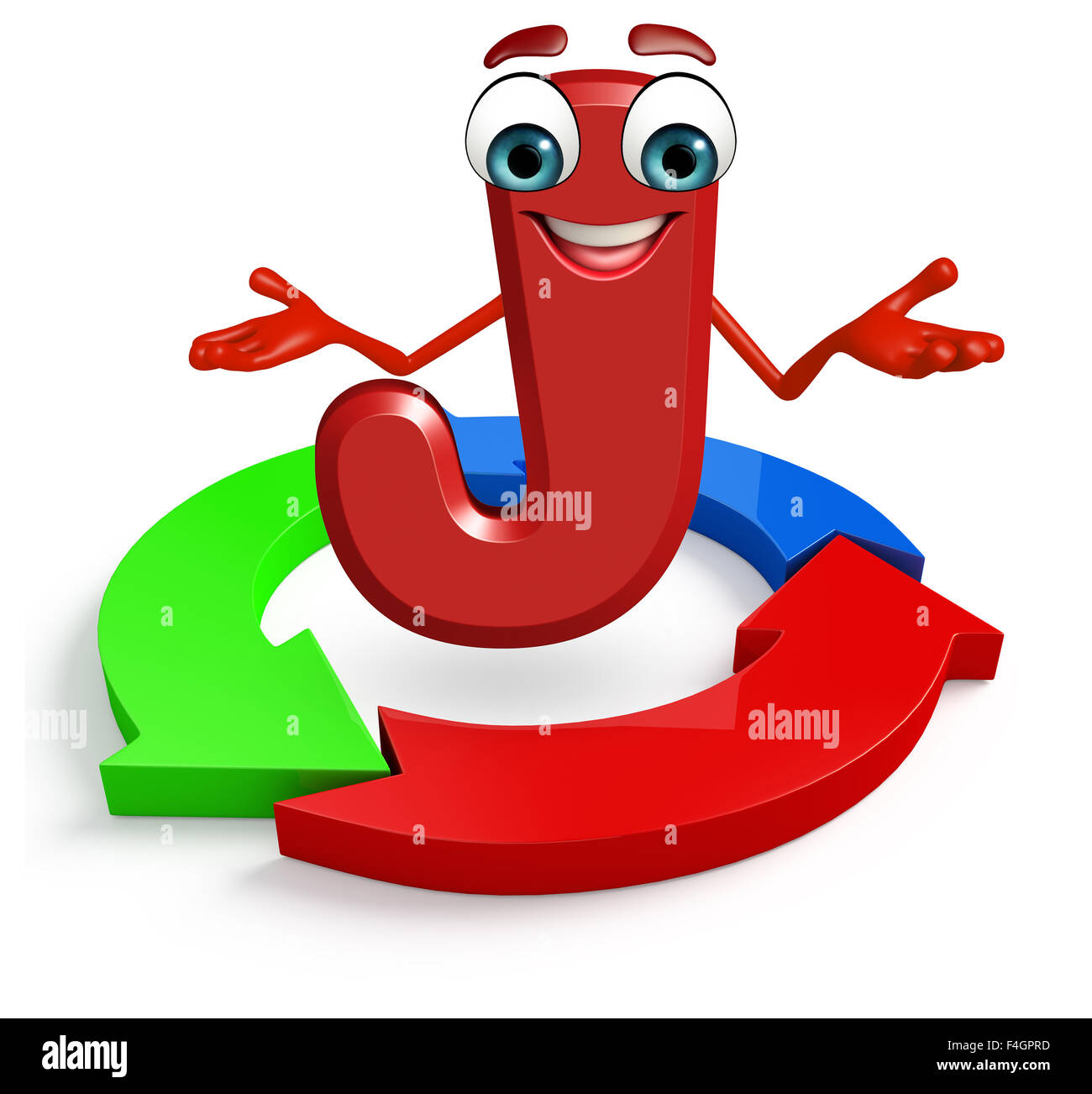 3d rendered illustration of alphabet J Cartoon Character with arrow ...