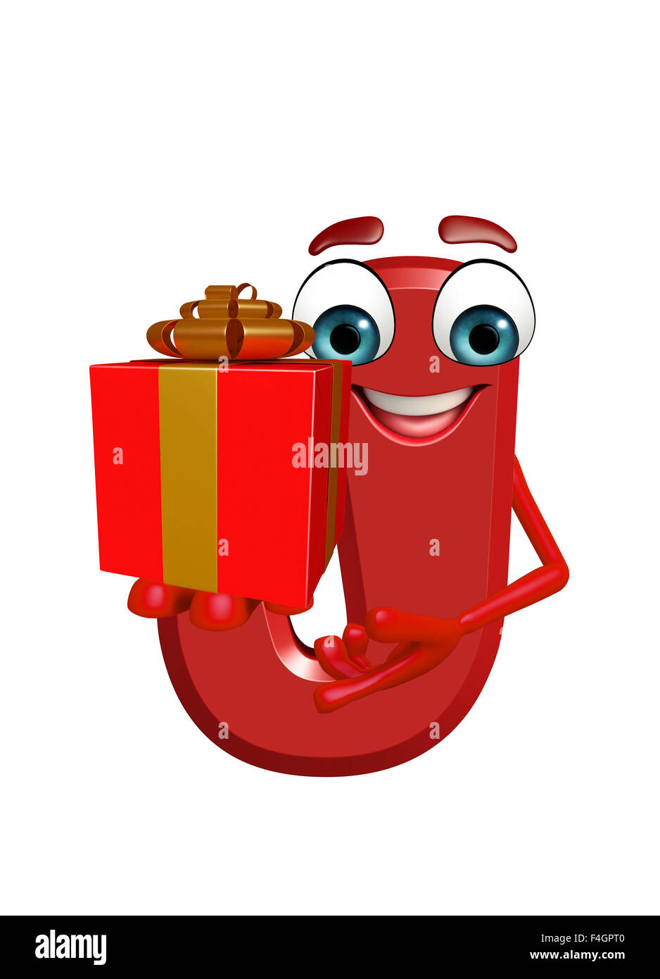 3d rendered illustration of alphabet J Cartoon Character with gift box ...