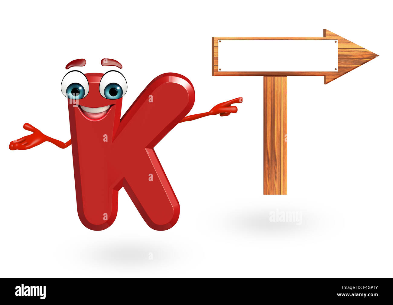 3d rendered illustration of alphabet K Cartoon Character with arrow ...