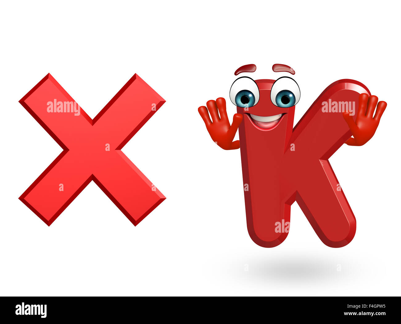 3d rendered illustration of alphabet K Cartoon Character with cross ...