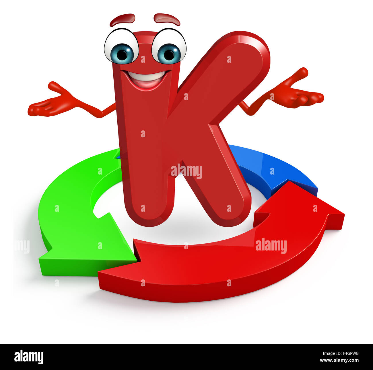 3d rendered illustration of alphabet K Cartoon Character with arrow ...