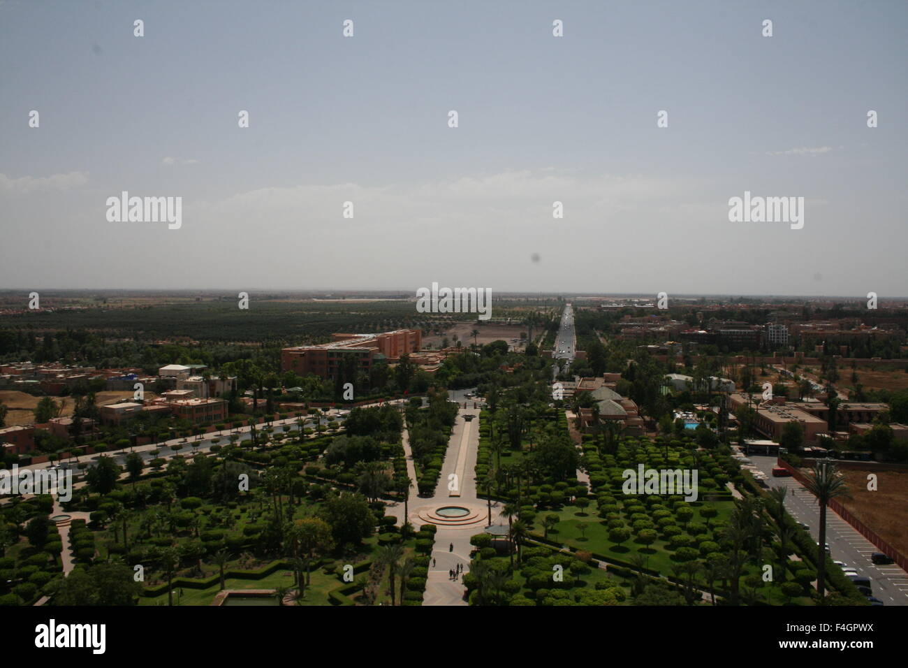 City view of Marrakech, Morocco, Aerial view of Marrakesh skyline from ...
