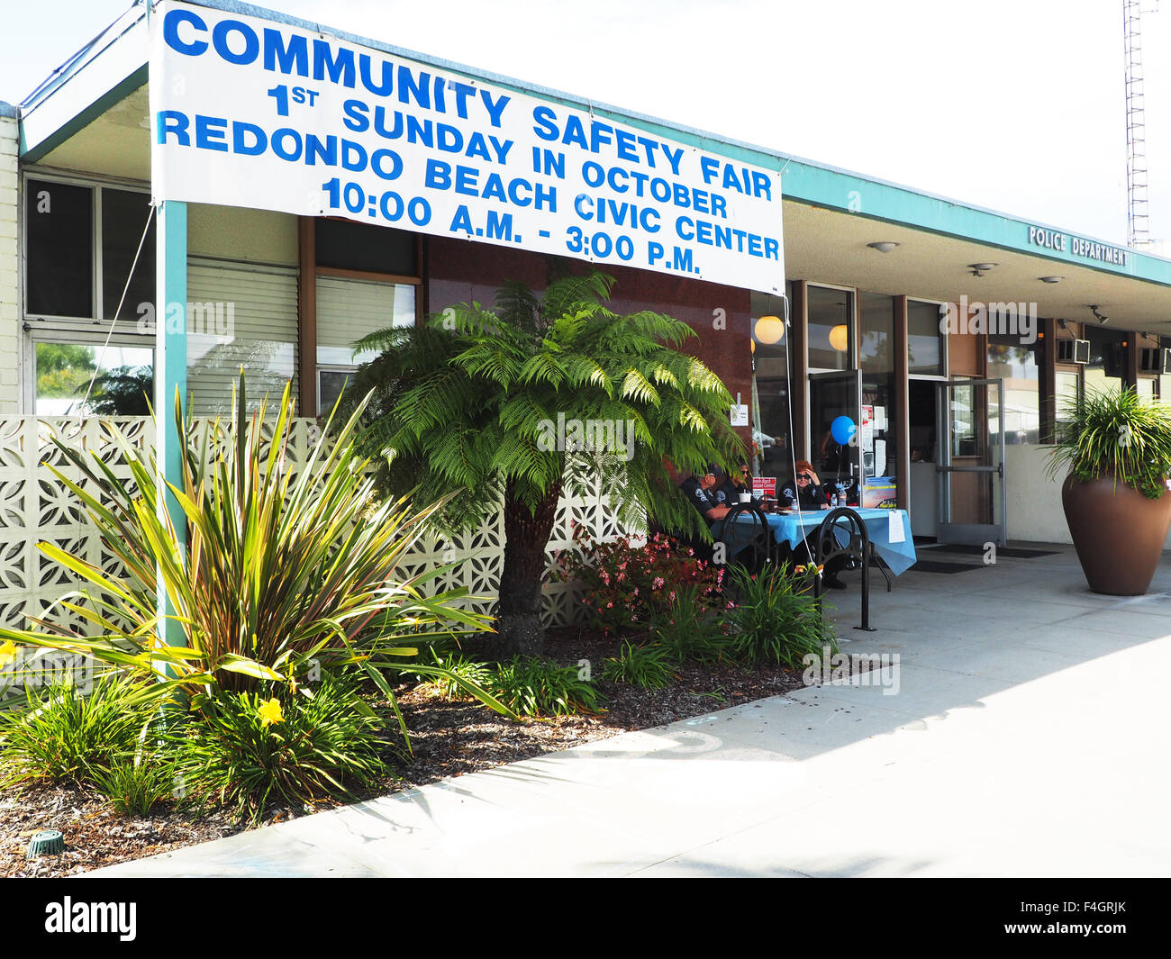 Sign announces police open house. Redondo Beach, CA Stock Photo - Alamy