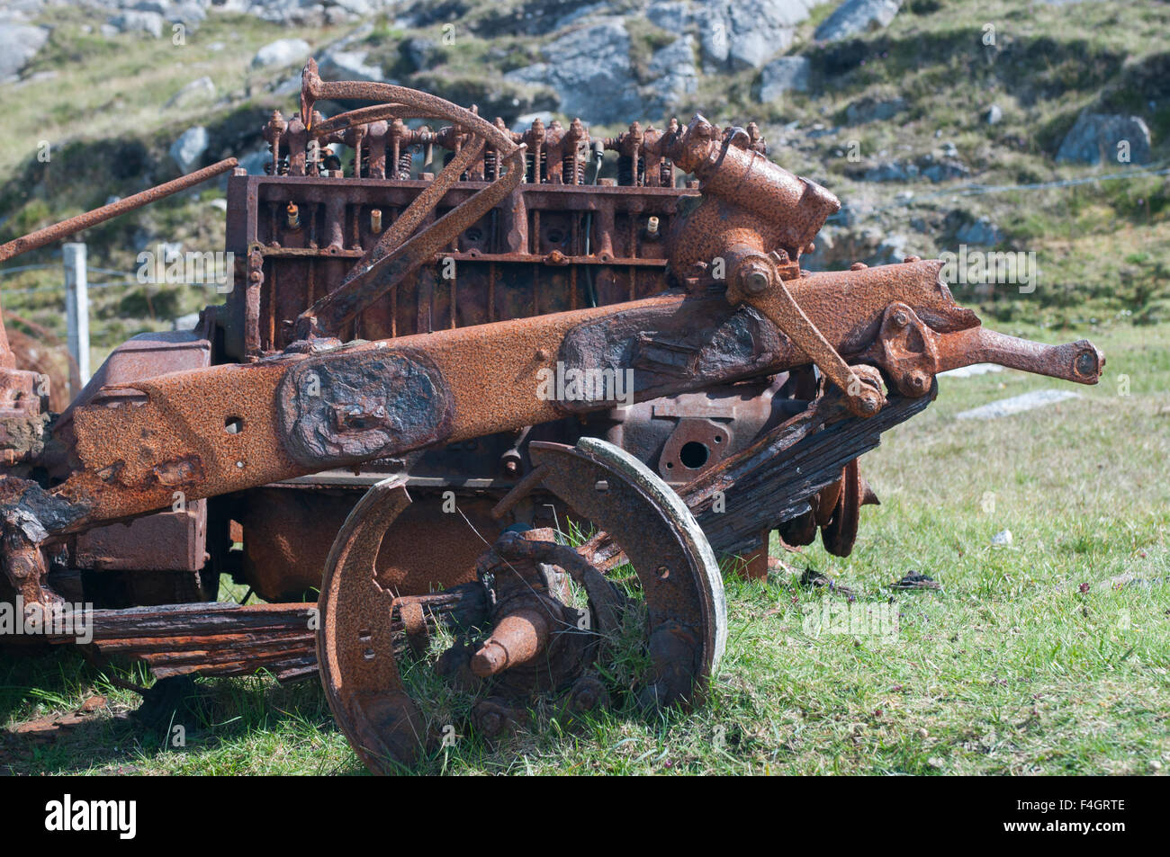 Remains of an old rusty HGV on the Isle of Lewis Stock Photo - Alamy