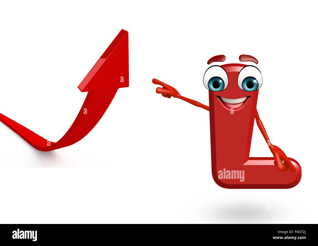 3d rendered illustration of alphabet L Cartoon Character with arrow ...