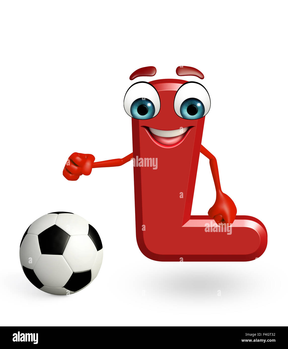 3d rendered illustration of alphabet L Cartoon Character with football ...