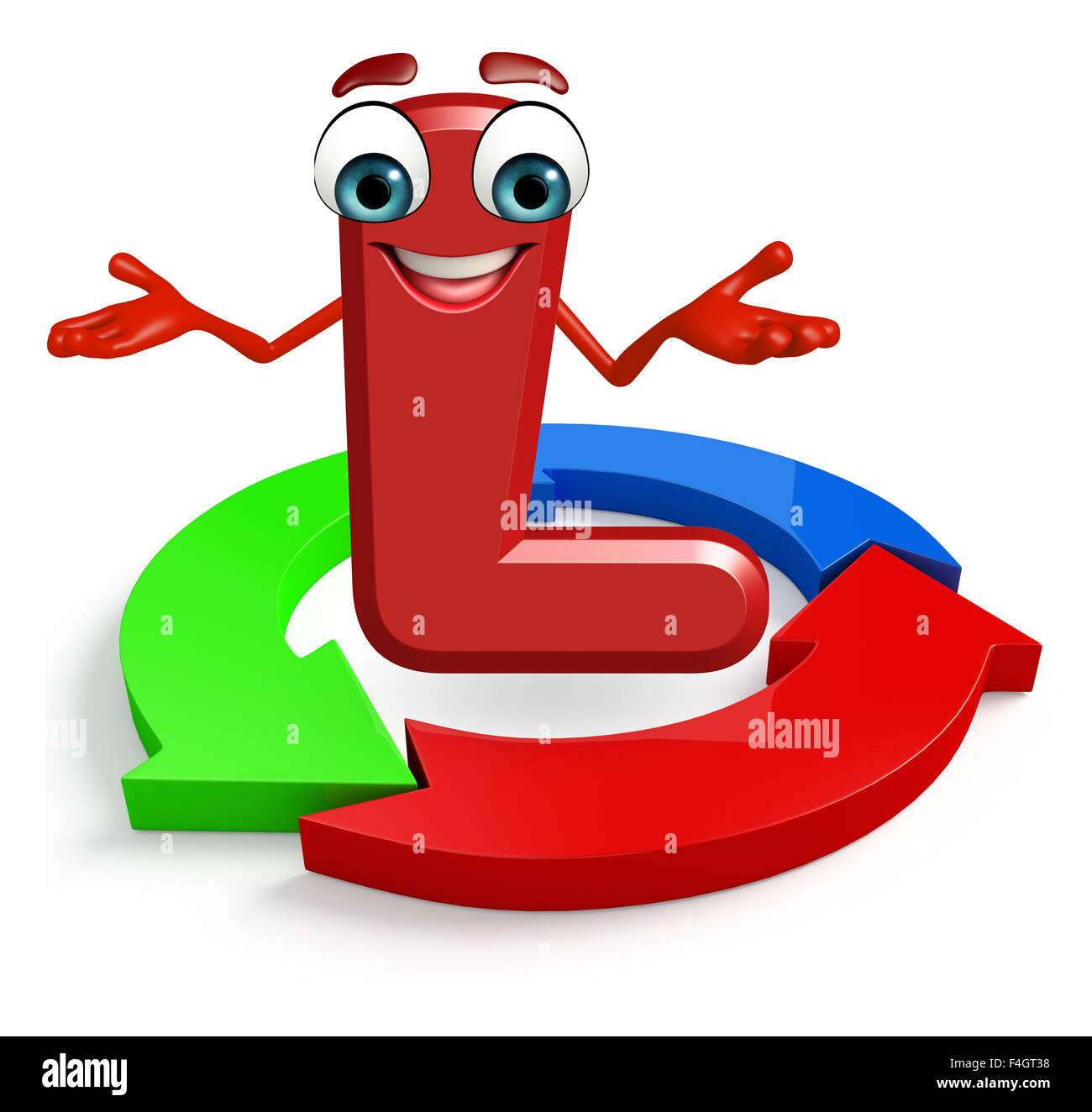 3d rendered illustration of alphabet L Cartoon Character with arrow ...