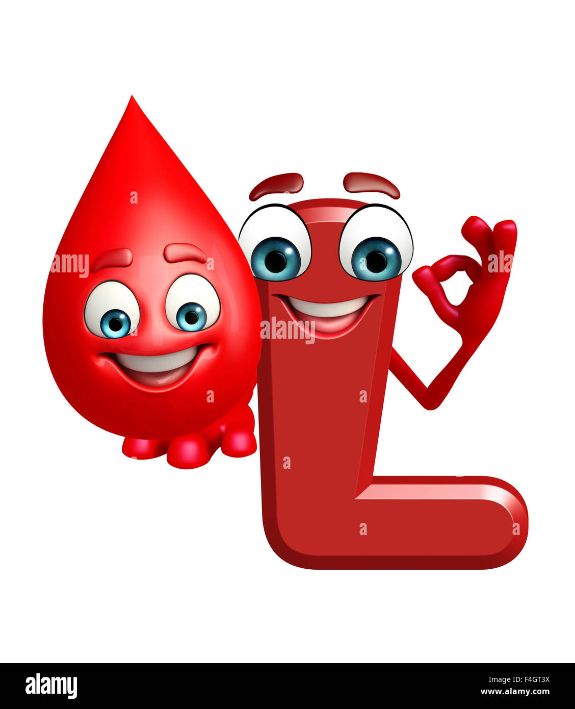 3d rendered illustration of alphabet L Cartoon Character with blood ...