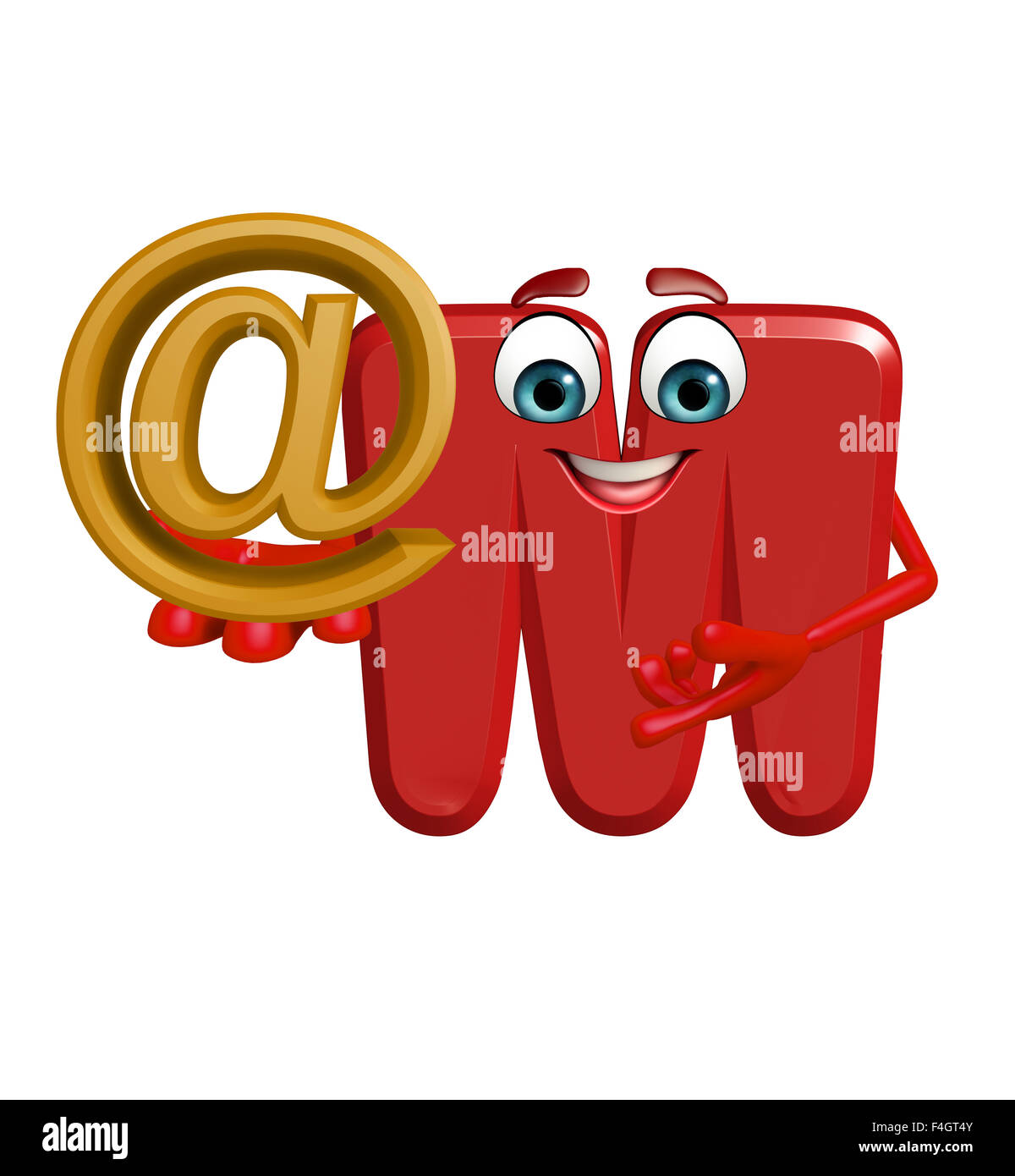 3d rendered illustration of alphabet M Cartoon Character with at the ...