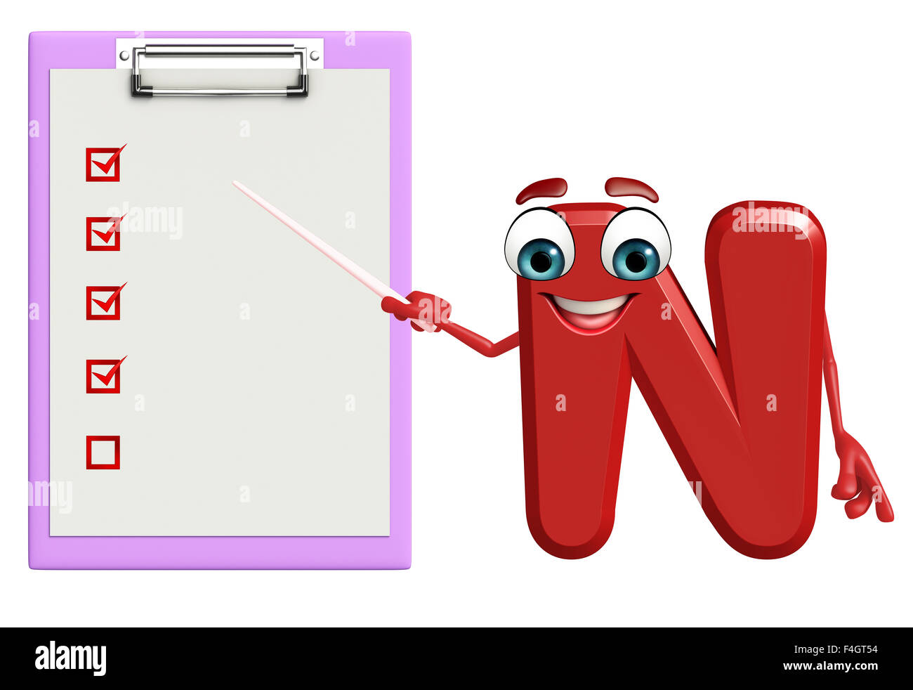 3d rendered illustration of alphabet N Cartoon Character with notepad ...