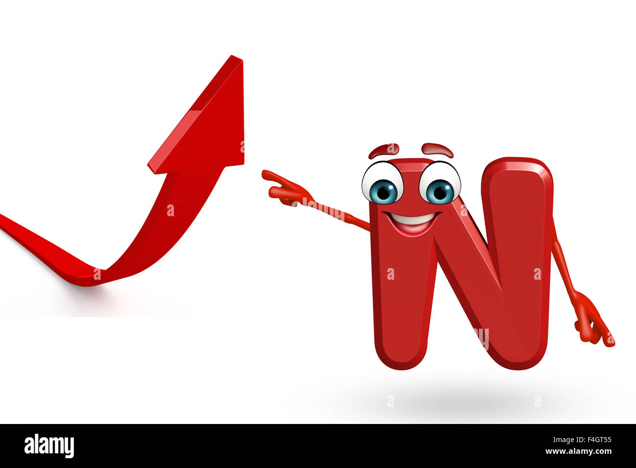 3d rendered illustration of alphabet N Cartoon Character with arrow ...