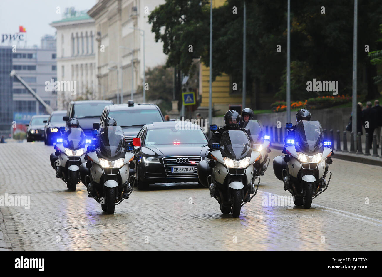 Sofia, Bulgaria - October 15, 2015: Cortege of a Chinese delegation in ...