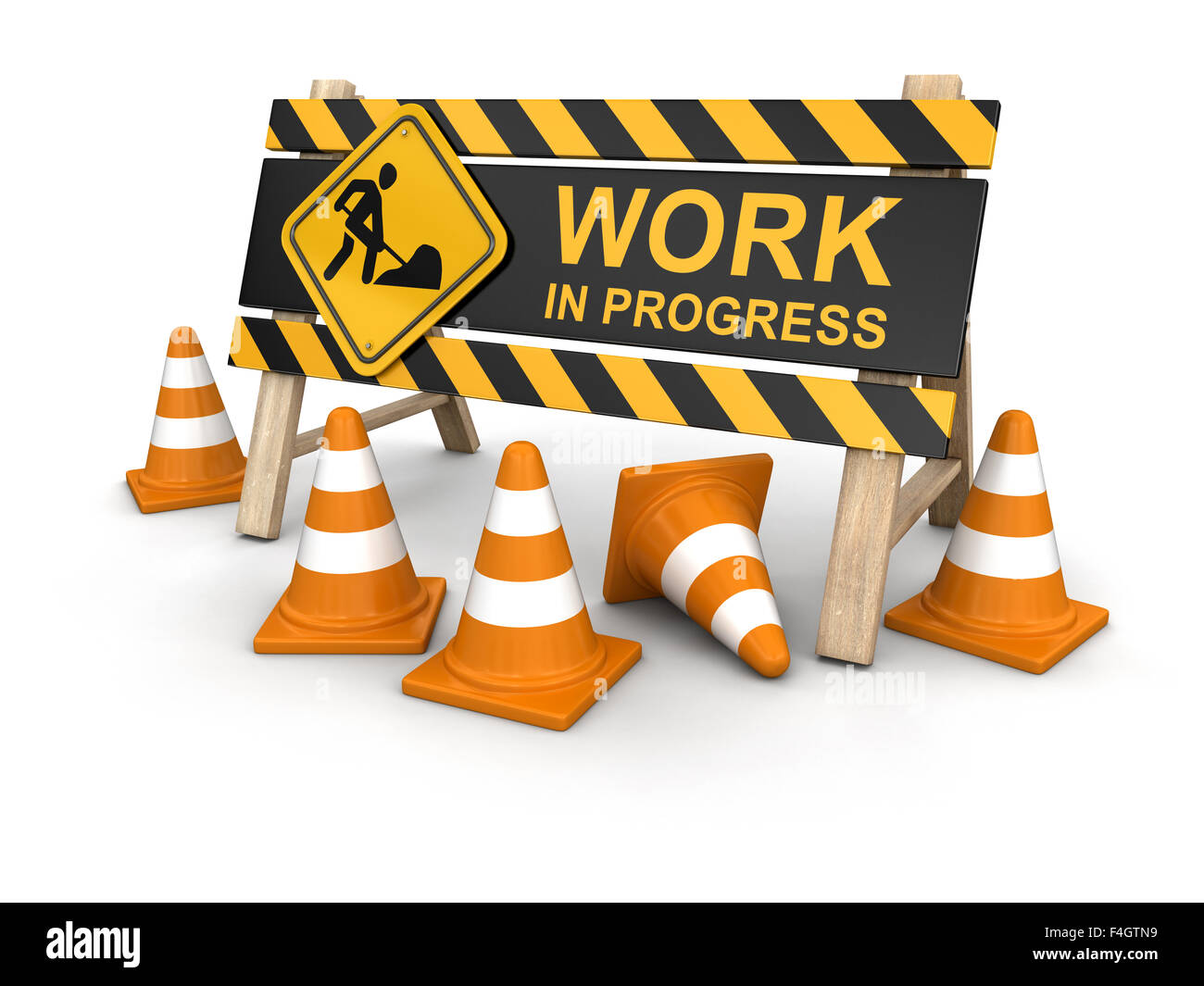 Work in progress sign. Image with clipping path Stock Photo - Alamy