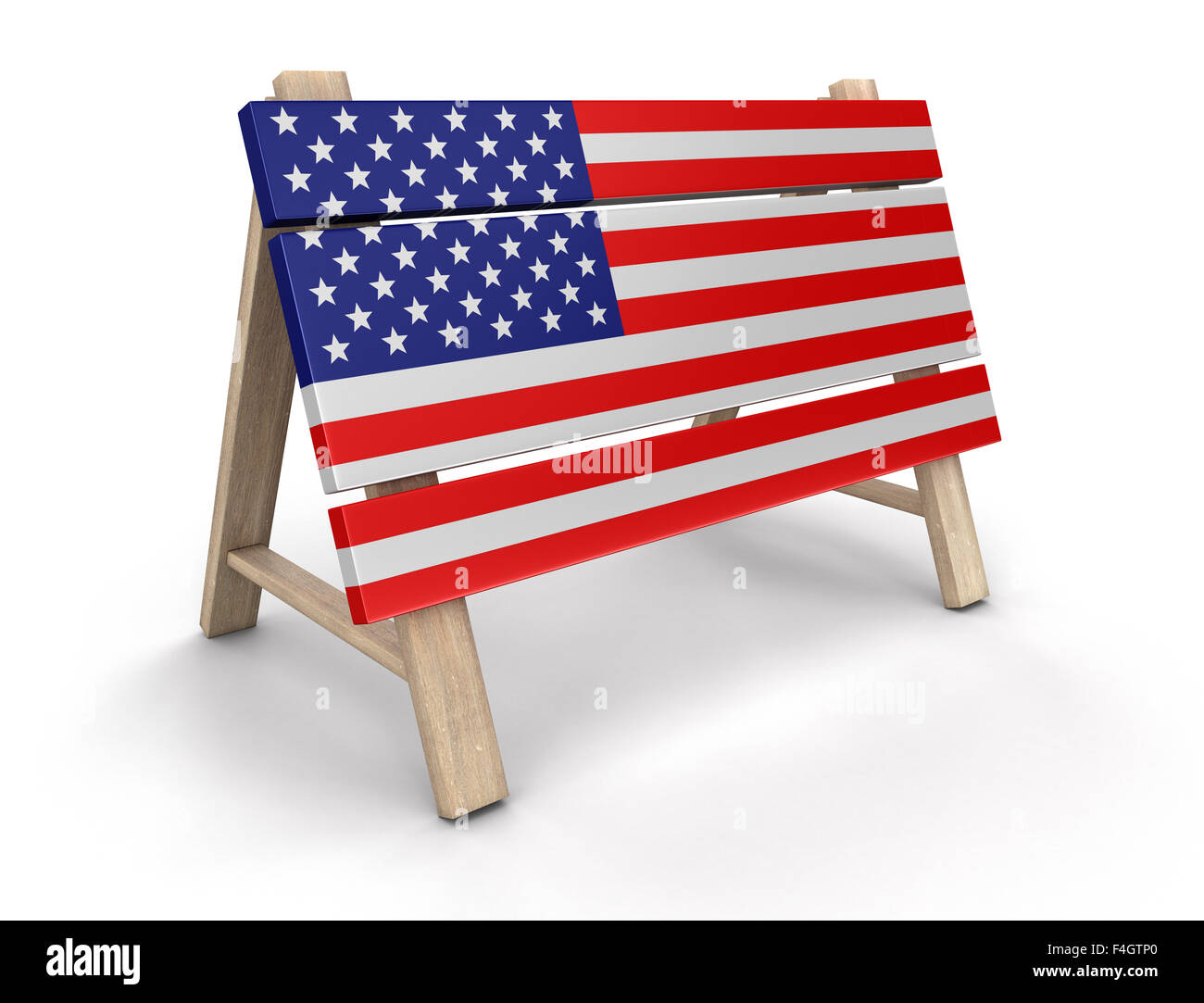 Barrier with USA flag. Image with clipping path Stock Photo - Alamy