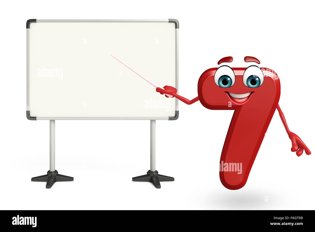 3d rendered illustration of cartoon character of seven digit with ...