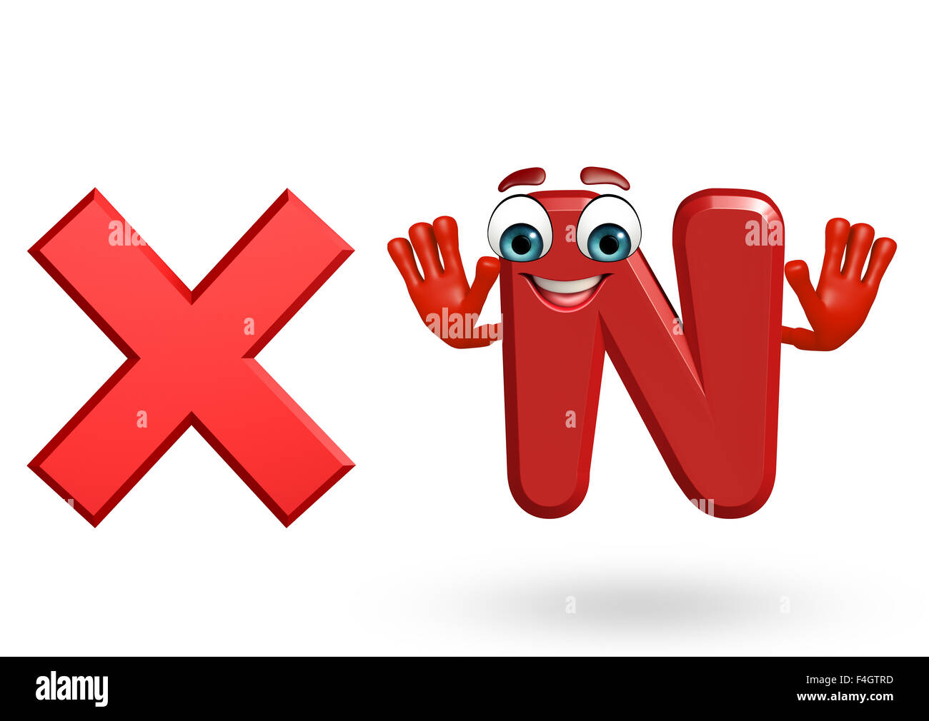 3d rendered illustration of alphabet N Cartoon Character with cross ...