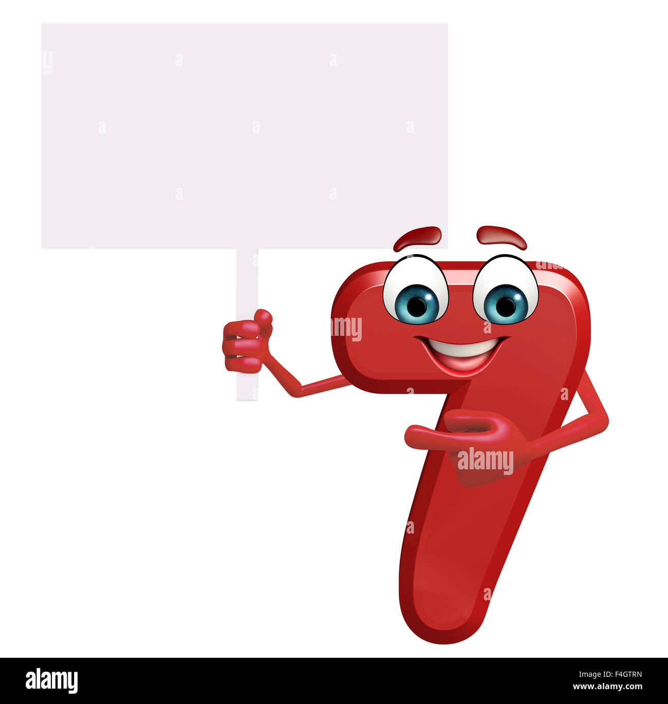 3d rendered illustration of cartoon character of seven digit with sign ...