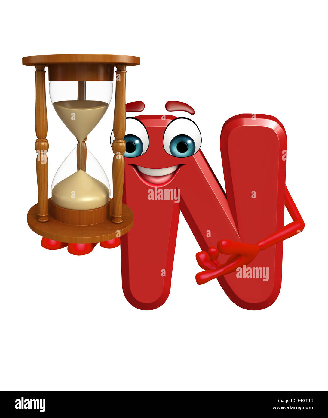 3d rendered illustration of alphabet N Cartoon Character with sand ...