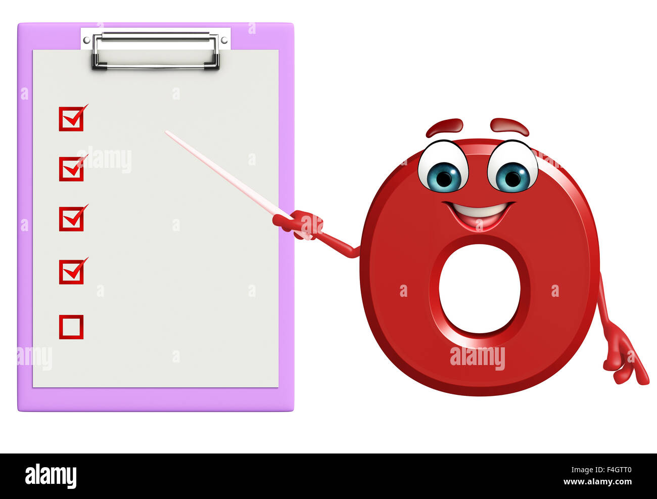 3d rendered illustration of alphabet O Cartoon Character with notepad ...