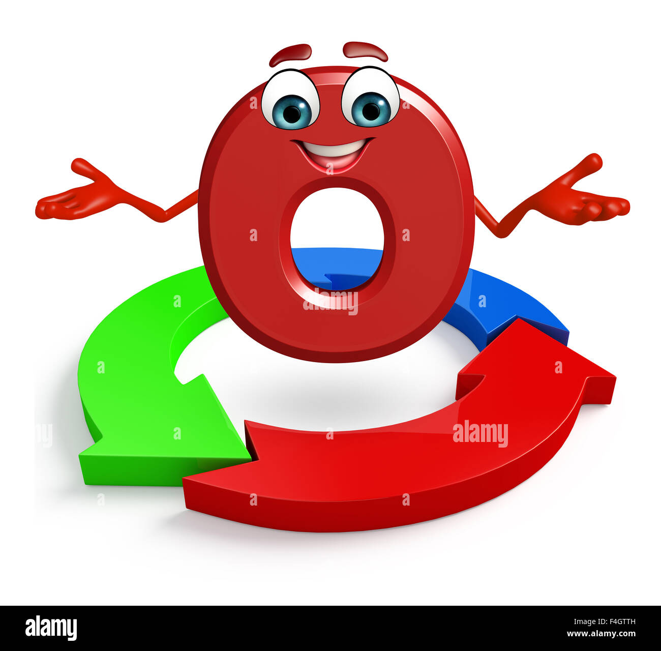 3d rendered illustration of alphabet O Cartoon Character with arrow ...