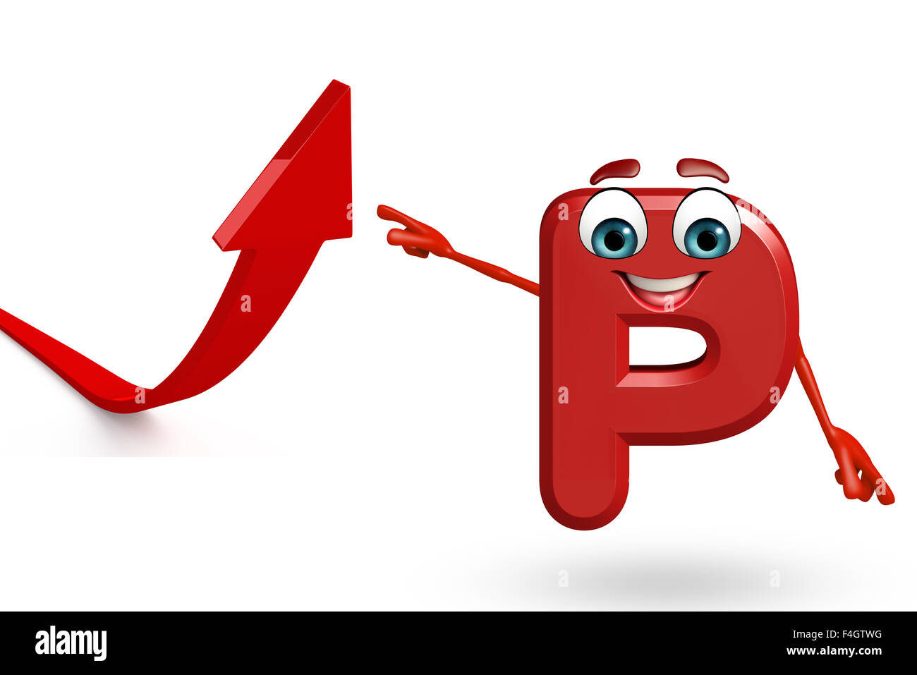 3d rendered illustration of alphabet P Cartoon Character with arrow ...
